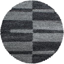 Ayyildiz Teppiche Hochflor-Teppich &raquo;Gala Shaggy 2505&laquo; rund 30 mm H&ouml;he Wohnzimmer grau Obermaterial: 100% Polypropylen &Oslash; 200 cm 1 Stk.