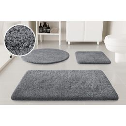 OTTO home Badematte &raquo;Kaarin&laquo; H&ouml;he 30 mm rutschhemmend beschichtet schnell trocknend Badteppich, getuftet, flauschig, hochflor, gro&szlig;e Farbauswahl grau 