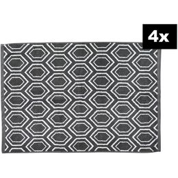 done. Badematte &raquo;DAILY SHAPES Ethno 4er-Set&laquo; H&ouml;he 5 mm fu&szlig;bodenheizungsgeeignet Badvorleger aus 100% Baumwolle, Jacquardgewebt anthracite...