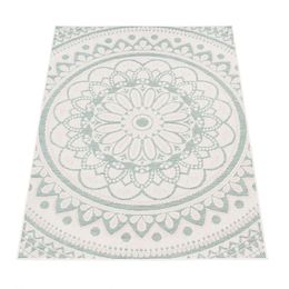 Paco Home Teppich &raquo;Brescia 471&laquo; rechteckig 4 mm H&ouml;he Flachgewebe, modernes orientalisches Design, In- und Outdoor geeignet blau Polypropylen
