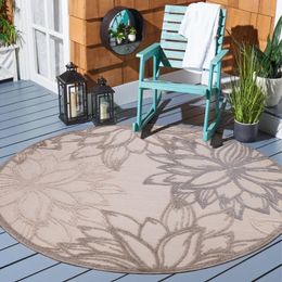 Sanat Teppich &raquo;Floral 2 Outdoor&laquo; rund 6 mm H&ouml;he In- und Outdoor geeignet, florales Design, Balkon, Terasse beige Kunstfaser