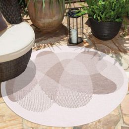 Carpet City Outdoorteppich &raquo;DUO RUG 5835&laquo; rund 5 mm H&ouml;he Wendeteppich Wetterfest In- & Outdoor, Balkon, Terrasse, Wohnzimmer creme Obermaterial:...