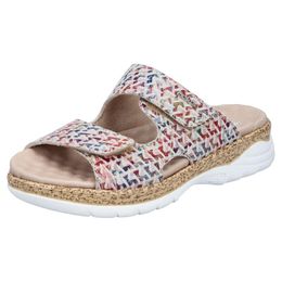 Rieker Pantolette Sommerschuh, Klettschuh, Hausschuh, Schlappen mit genopptem Fußbett multicolor 36 36 Pantolette mit buntem Druck und...