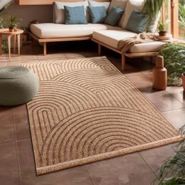 Paco Home Teppich &raquo;Cologne 492&laquo; rechteckig 11 mm H&ouml;he Flachgewebe, meliert, Regenbogen, mit Fransen, Outdoor geeignet Beige Obermaterial: 100%...