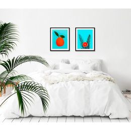 queence Bild &raquo;Sean&laquo; Essen Figuren Kunst Lebensmittel Obst Obst Bilder 1 Stk. tlg. HD Premium Poster-Druck inkl. Holzrahmen orange Acrylglas, Holz, 