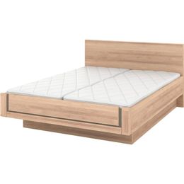 Musterring Holzbett &raquo;Sorrent, Bettgestell, Bettrahmen, teilmassiv Eiche&laquo; MADE IN GERMANY, Eiche teilmassiv, Liegeh&ouml;henverstellung, in schwebender Optik braun