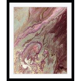 queence Bild &raquo;Benny&laquo; Abstrakt Marmor Spa Spirituelle Bilder Stein HD Premium Poster-Druck inkl. Holzrahmen rosa Acrylglas, Holz, Papier