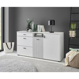 Inosign Sideboard &raquo;Hudson&laquo; in moderner Trendfarbe, Griffe aus Metall (Schwarz), Breite 150 cm schwarz-wei&szlig; Holzwerkstoff
