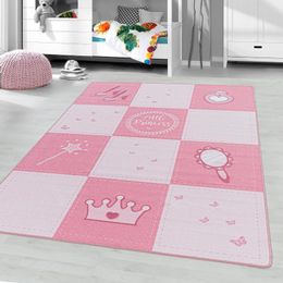 Ayyildiz Teppiche Kinderteppich &raquo;PLAY 2905&laquo; rechteckig 6 mm H&ouml;he robuster Kurzflor, Prinzessin, Kinderzimmer pink Polyamid