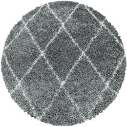 Ayyildiz Teppiche Hochflor-Teppich &raquo;ALVOR 3401&laquo; rund 50 mm H&ouml;he Shaggy, Langflor, pflegeleicht, Wohnzimmer grau Obermaterial: 100% Polypropylen &Oslash;...