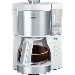 Melitta Filterkaffeemaschine »Look Timer 1025-08 schwarz« 1, 25 l Kaffeekanne Papierfilter 1x4 weiß/silberfarben