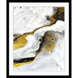 queence Bild &raquo;Tweety&laquo; Abstrakt Kunst Marmor Modern HD Premium Poster-Druck inkl. Holzrahmen grau Acrylglas, Holz, Papier