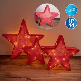 N&auml;ve n&auml;ve LED Stern &raquo;Christmas Stars&laquo; 1 Stk. Warmwei&szlig; LED 3er Set>>Christmas Stars<<, rot,1x Zuleitung mit Adapter 4,5V/3.6W rot