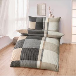 Kinzler Bettw&auml;sche &raquo;Mikrofaser Fleece&laquo; 2 tlg. tlg. Karo creme Obermaterial: 100% Polyester B/L: 135 cm x 200 cm