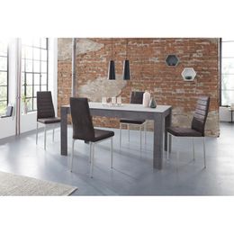 Inosign Essgruppe &raquo;Lynn160/Kate&laquo; 5 Stk. tlg. Tisch mit 4 St&uuml;hlen grau