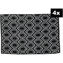 done. Badematte &raquo;DAILY SHAPES Ethno 4er-Set&laquo; H&ouml;he 5 mm fu&szlig;bodenheizungsgeeignet Badvorleger aus 100% Baumwolle, Jacquardgewebt black Obermaterial:...