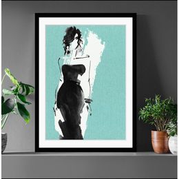 queence Bild &raquo;Ira&laquo; Bilder von Frauen Fashion Frau Kunst Mode Farbe Rahmen: schwarz + Farbe Bild(er): t&uuml;rkis