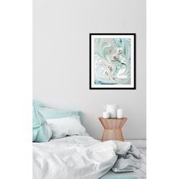 queence Bild »Balou« Abstrakt Marmor 1 Stk. tlg. HD Premium Poster-Druck inkl. Holzrahmen Farbe Rahmen: schwarz + Farbe Bild(er): blau