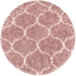 Ayyildiz Teppiche Hochflor-Teppich &raquo;SALSA 3201&laquo; rund 50 mm H&ouml;he auch rechteckig, Pflegeleicht / Strapazierf&auml;hig / Shaggy/ Wohnzimmer rosa Polypropylen (PP)