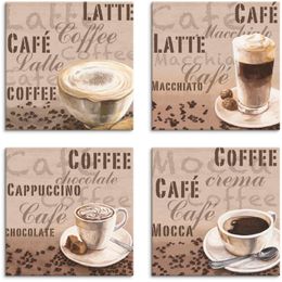 Artland Leinwandbild &raquo;Milchkaffee Latte MacchiatoChocolate&laquo; Getr&auml;nke 4 Stk. tlg. 4er Set, verschiedene Gr&ouml;&szlig;en Farbe Bild(er): naturfarben