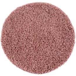 Paco Home Hochflor-Teppich &raquo;Twister 500&laquo; rund 44 mm H&ouml;he Uni Hochflor Shaggy mit hoher Fadendichte pink Kunstfaser