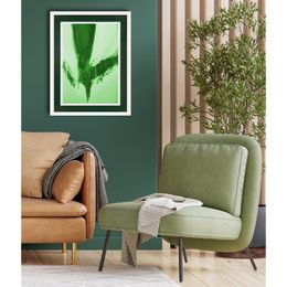 queence Bild mit Rahmen &raquo;Abstrakt, dunkelgr&uuml;n&laquo; Abstrakt Abstrakte Kunst 1 Stk. tlg. Poster mit buntem Acrylglas Passepartout Farbe Rahmen: wei&szlig;...