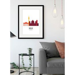 queence Bild &raquo;Berlin Color Splash&laquo; Berlin Deutschland Schriftzug Stadt St&auml;dte 1 Stk. tlg. HD Premium Poster-Druck inkl. Holzrahmen bunt Acrylglas, 