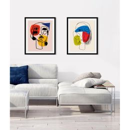 queence Bild &raquo;Claudia&laquo; Abstrakt Figuren Gesicht Kunst 1 Stk. tlg. HD Premium Poster-Druck inkl. Holzrahmen bunt Acrylglas, Holz, Papier