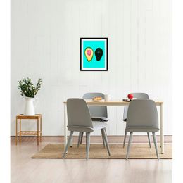 queence Bild &raquo;Kilian&laquo; Essen Figuren Kunst Lebensmittel Obst Obst Bilder 1 Stk. tlg. HD Premium Poster-Druck inkl. Holzrahmen blau Acrylglas, Holz, 
