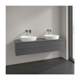 Villeroy & Boch Villeroy und Boch Antao Waschtisch-Unterschrank L28050GK mit Beleuchtung, 4 Ausz&uuml;ge, 1600 x 360 x 500 mm, Front ohne Struktur, Anthracite Matt Lacquer / Anthracite Matt Lacquer
