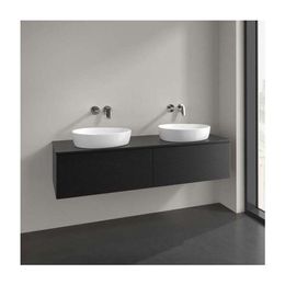Villeroy & Boch Villeroy und Boch Antao Waschtisch-Unterschrank L39150PD mit Beleuchtung, 2 Ausz&uuml;ge, 1600 x 360 x 500 mm, Front mit Struktur, Black Matt Lacquer / Black Matt Lacquer