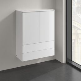 Villeroy & Boch Villeroy und Boch Antao Highboard K47100GF 2 T&uuml;ren, 814 x 1039 x 356 mm, Front mit Struktur, Glossy White Lacquer / Glossy White Lacquer
