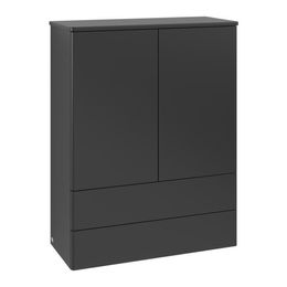 Villeroy & Boch Villeroy und Boch Antao Highboard L47000PD mit Beleuchtung, 2 T&uuml;ren, 814 x 1039 x 356 mm, Front ohne Struktur, Black Matt Lacquer / Black Matt Lacquer