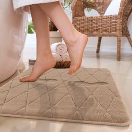 Paco Home Badematte &raquo;Corby 254, Memory-Schaum Effekt&laquo; H&ouml;he 13 mm rutschhemmend beschichtet fu&szlig;bodenheizungsgeeignet Badteppich, Uni Farben, Rauten Muster, Hoch-