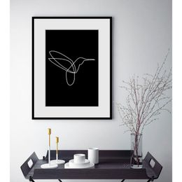 queence Bild &raquo;Flash&laquo; Kunst Schwarz-Wei&szlig; Vogelbilder V&ouml;gel 1 Stk. tlg. HD Premium Poster-Druck inkl. Holzrahmen Farbe Rahmen: schwarz + Farbe...