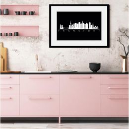 queence Bild &raquo;Frankfurt Skyline BLACK&laquo; Deutschland Frankfurt am Main Schriftzug Schwarz-Wei&szlig; Stadt St&auml;dte 1 Stk. tlg. HD Premium Poster-Druck inkl. 