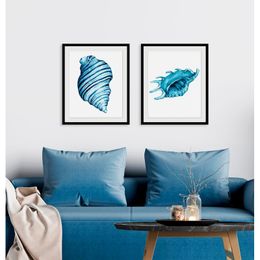 queence Bild &raquo;Ralf&laquo; Kunst Meer Wassertiere 1 Stk. tlg. HD Premium Poster-Druck inkl. Holzrahmen blau Acrylglas, Holz, Papier