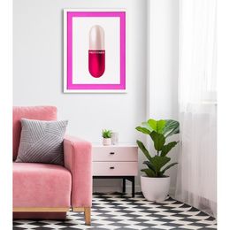 queence Bild mit Rahmen &raquo;Tablette, Spruch pink&laquo; Schriftzug Schriftz&uuml;ge 1 Stk. tlg. Poster mit buntem Acrylglas Passepartout Farbe Rahmen: wei&szlig; +...