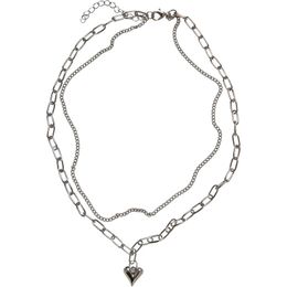 Urban Classics Herren Urban Classics Edelstahlkette &raquo; Unisex Heart Icon Layering Necklace&laquo;