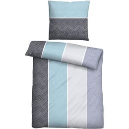 Bettw&auml;sche &raquo;0561125&laquo; 2 Stk. tlg. feiner Glanz + weicher Griff, pflegeleicht, ganzj&auml;hrig einsetzbar, RV blau Microfaser, Obermaterial: 100% Polyester