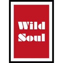 queence Bild &raquo;Wild Soul&laquo; Schriftzug Schriftz&uuml;ge Spr&uuml;che & Texte HD Premium Poster-Druck inkl. Holzrahmen bunt Acrylglas, Holz, Papier