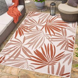 Carpet City Outdoorteppich &raquo;DUO RUG 5771&laquo; rechteckig 5 mm H&ouml;he Wendeteppich Wetterfest In- & Outdoor, Balkon, Terrasse, Wohnzimmer rot Obermaterial: 100% 