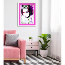 queence Bild mit Rahmen &raquo;Frau, Abstrakt, Bunt&laquo; Bilder von Frauen Frau Gesicht 1 Stk. tlg. Poster mit buntem Acrylglas Passepartout Farbe...