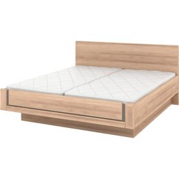 Musterring Holzbett &raquo;Sorrent, Bettgestell, Bettrahmen, teilmassiv Eiche&laquo; MADE IN GERMANY, Eiche teilmassiv, Liegeh&ouml;henverstellung, in schwebender Optik braun