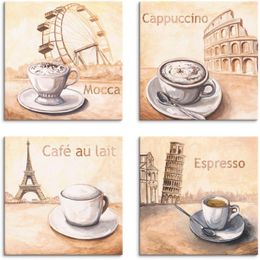 Artland Leinwandbild &raquo;Mocca Cappuccino Caf&eacute; au lait Espresso&laquo; Getr&auml;nke 4 Stk. tlg. 4er Set, verschiedene Gr&ouml;&szlig;en Farbe Bild(er): naturfarben