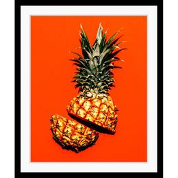 queence Bild &raquo;Aurelia&laquo; Ananas Kunst Lebensmittel Obst Obst Bilder HD Premium Poster-Druck inkl. Holzrahmen bunt Acrylglas, Holz, Papier