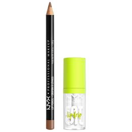 NYX Schmink-Set »Professional Makeup Slim Lip Pencil + Fat Oil Lip Drip« Butterweicher Lipliner, glänzender Lipgloss, langanhaltenden Glanz....