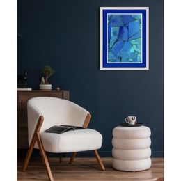 queence Bild mit Rahmen &raquo;Abstrakt, Mosaik, blaut&ouml;ne&laquo; Abstrakt Abstrakte Kunst 1 Stk. tlg. Poster mit buntem Acrylglas Passepartout Farbe...