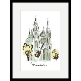queence Bild &raquo;Munich Church&laquo; Deutschland Kirche M&uuml;nchen Religion HD Premium Poster-Druck inkl. Holzrahmen Farbe Rahmen: schwarz + Farbe...
