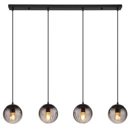 Globo LIGHTING H&auml;ngeleuchte &raquo;DALLERTA&laquo; E27 1 Stk. H&auml;ngelampe/Pendelleuchte/Glas rauchfarben/H&ouml;he k&uuml;rzbar/Esstisch schwarz